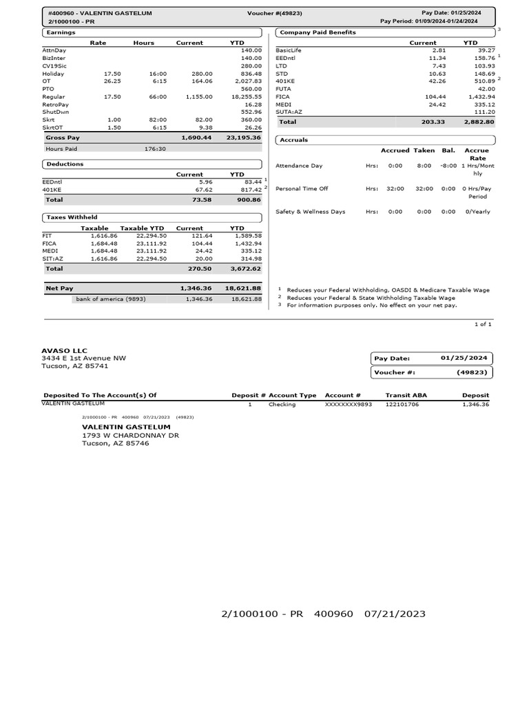 Paystub 01 | PDF