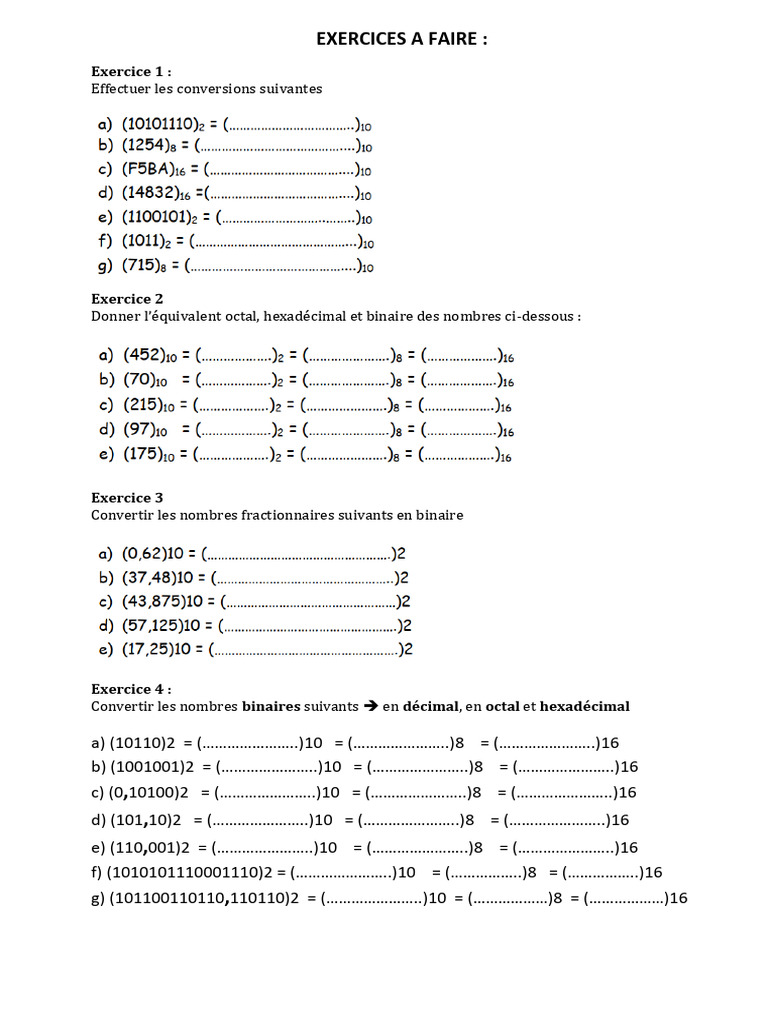 Exercices A Faire | PDF