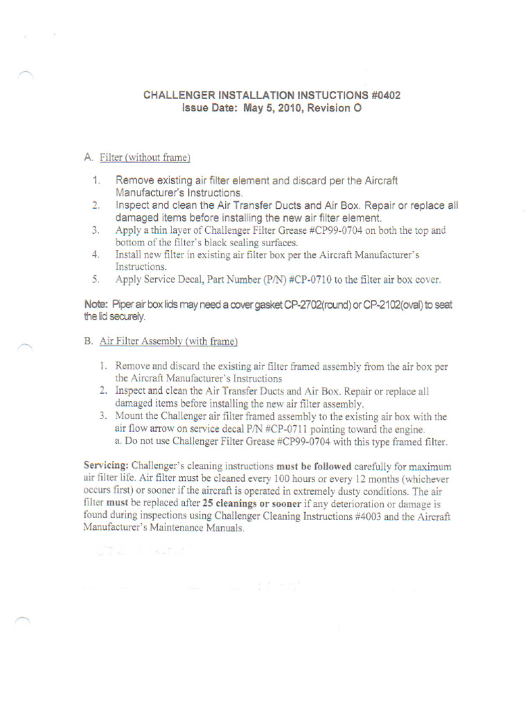 Challenger Airfilter Instr. 1 | PDF