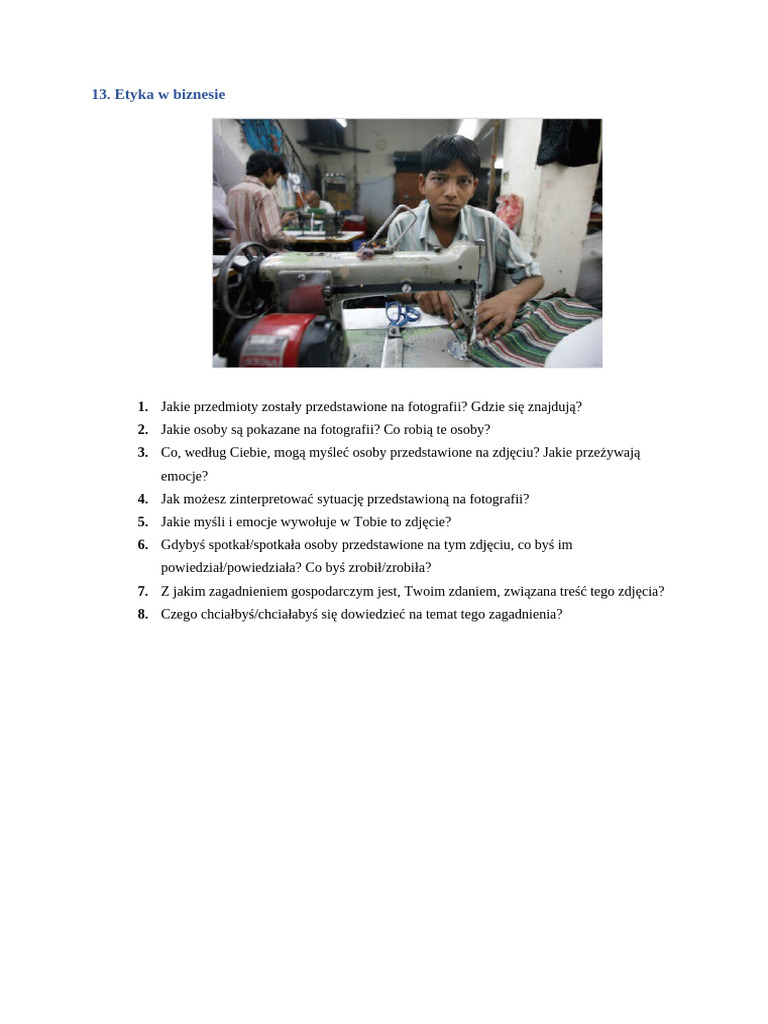 Etyka W Biznesie Karta Pracy Na Dobry Poczatek | PDF