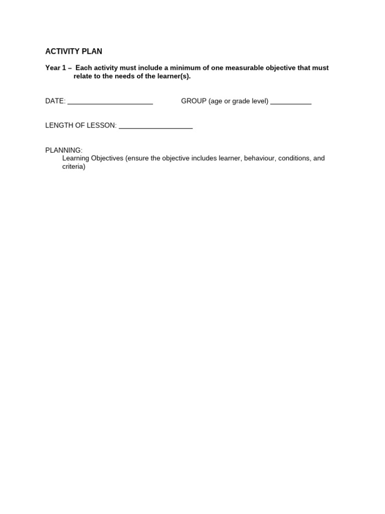 Activity - Plan 2 | PDF
