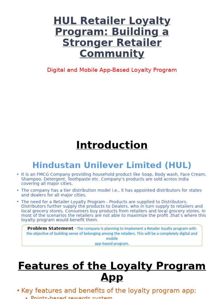 HUL Retailer Loyalty Program | PDF