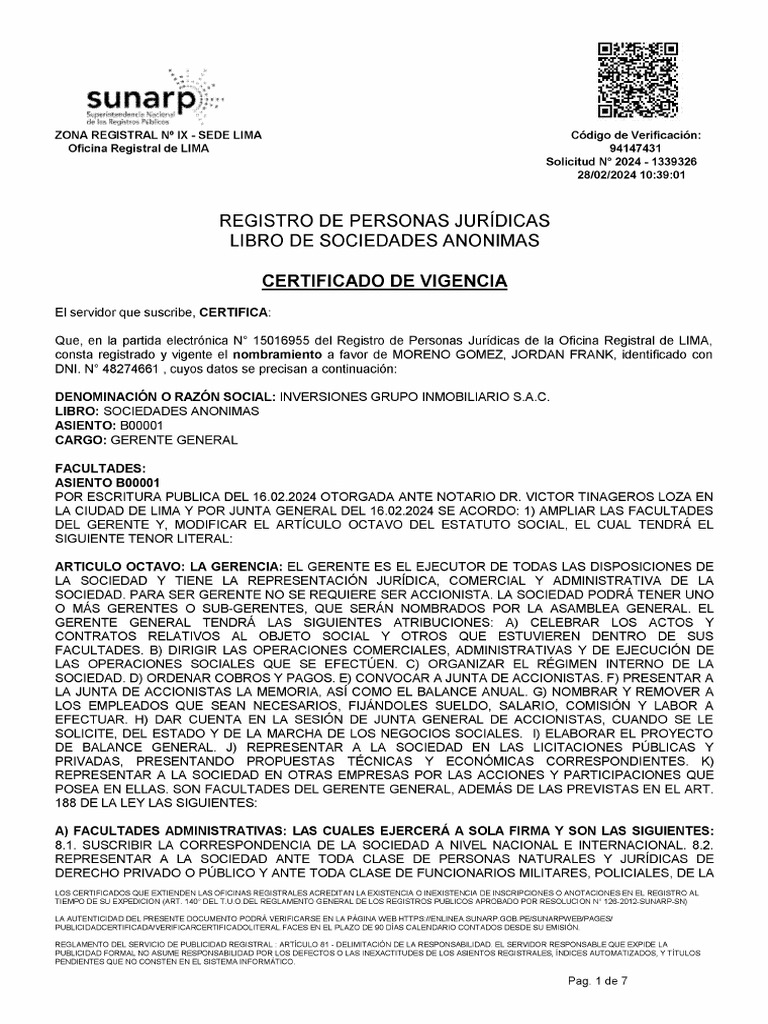 Modelo de Certificado de Vigencia. | PDF