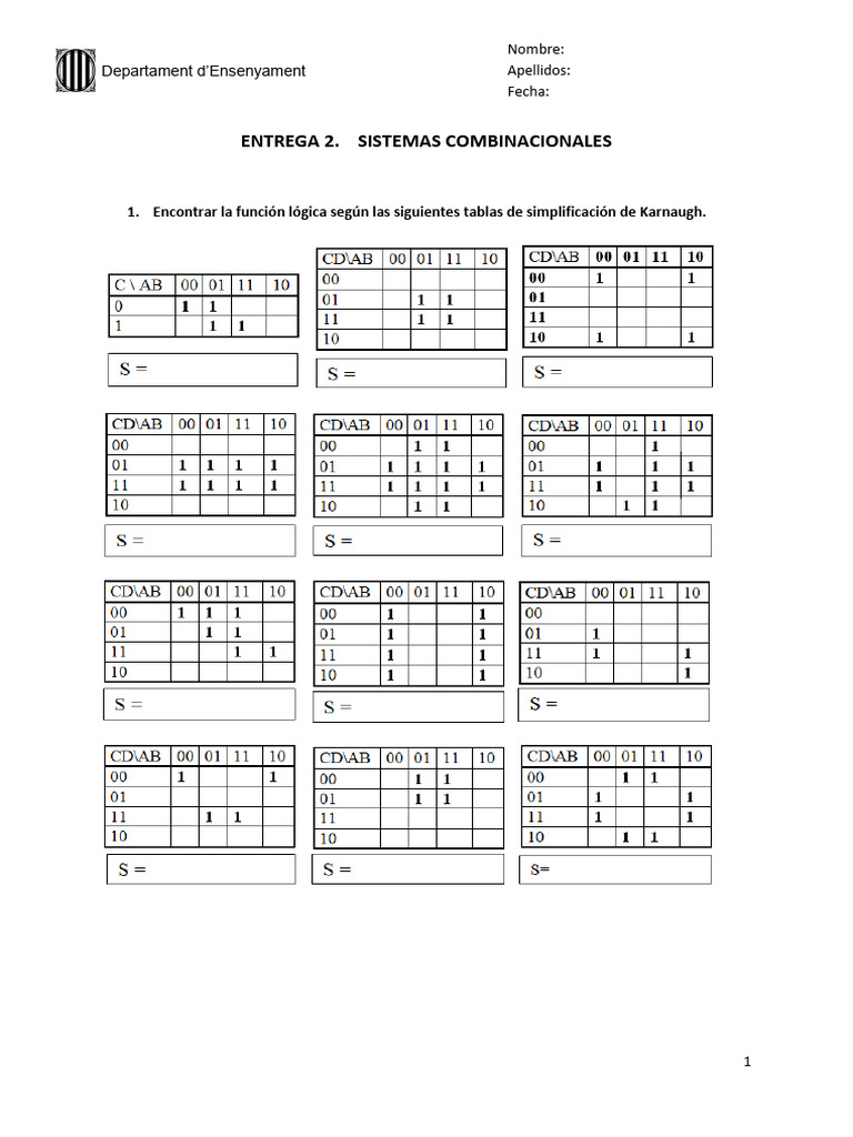 Entrega 2. Ejercicios Karnaugh | PDF