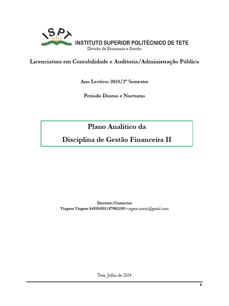 Plano Analítico GF II 2024 | PDF