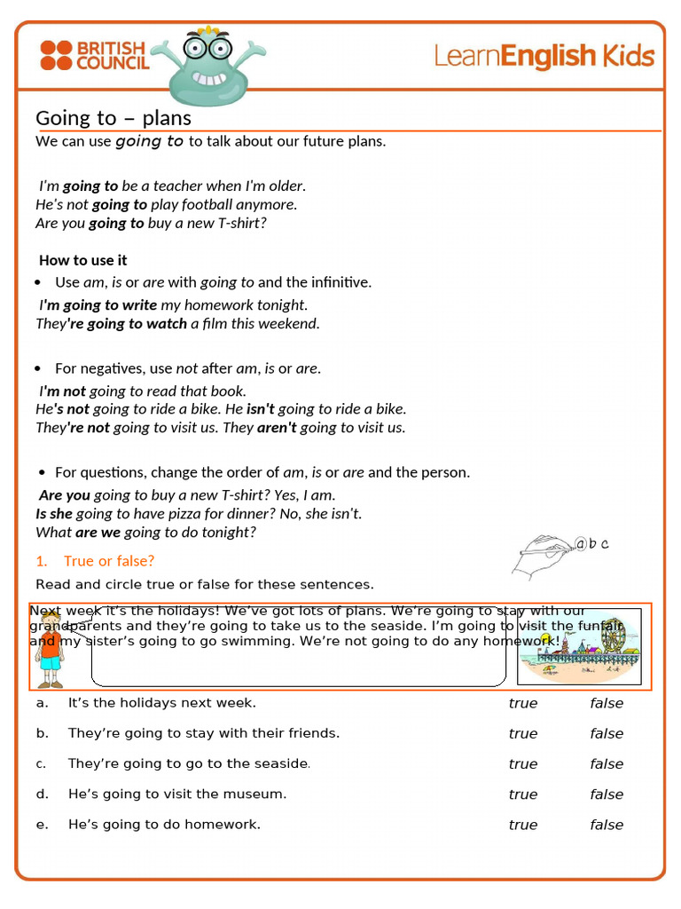 Grammar Practice Going To Plans Worksheet | PDF