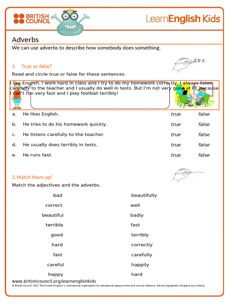 Grammar Practice Adverbs Worksheet | PDF
