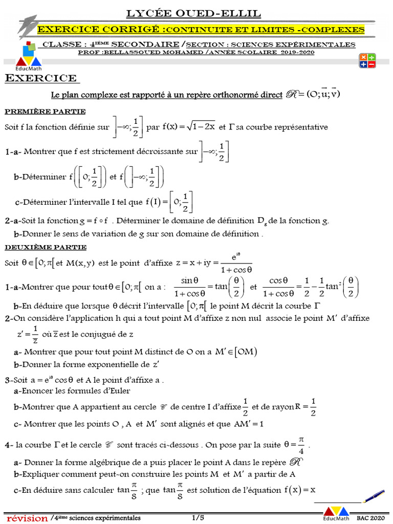 Exercice Corrige - 2020 Complexe | PDF