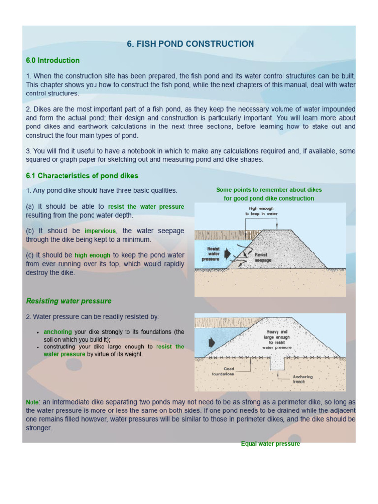 Fish Pond Construction | PDF