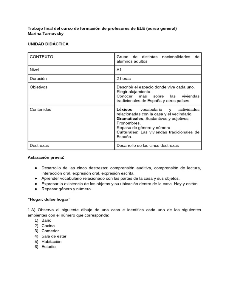 Unidad Didáctica Marina Tarnovsky | PDF