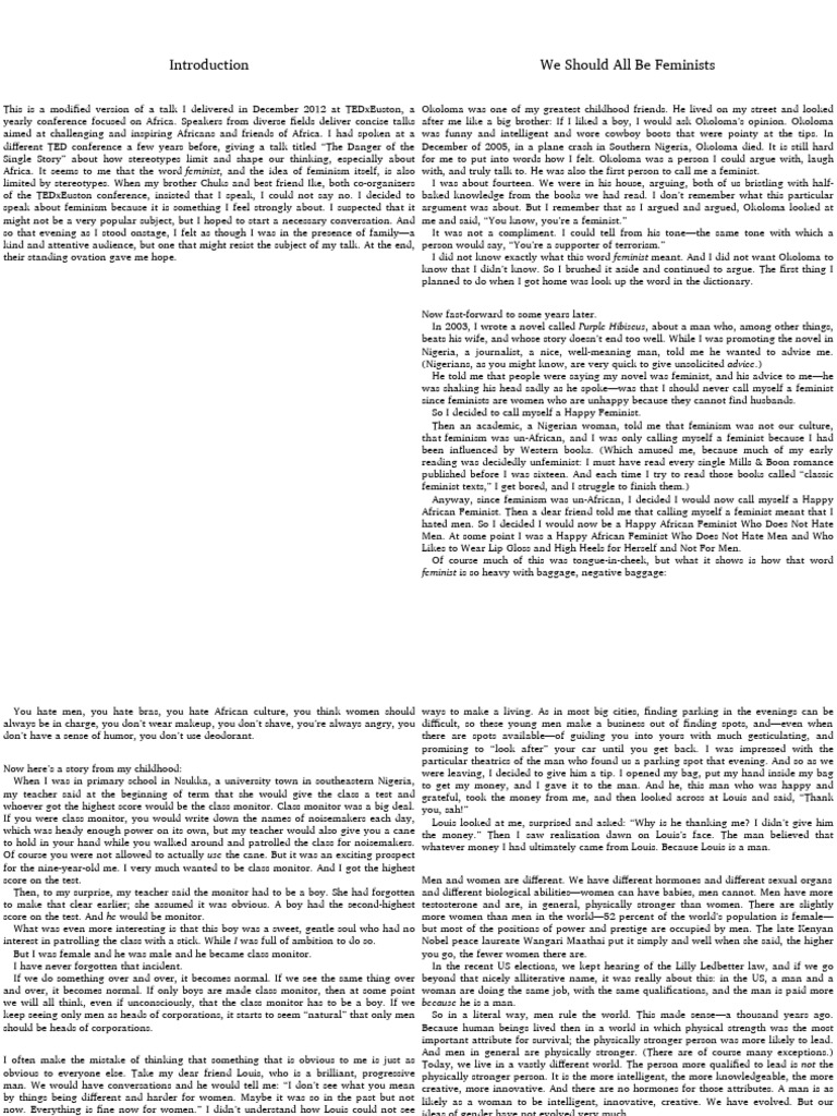 We Should All Be Feminists (IMPRIMIR) | PDF