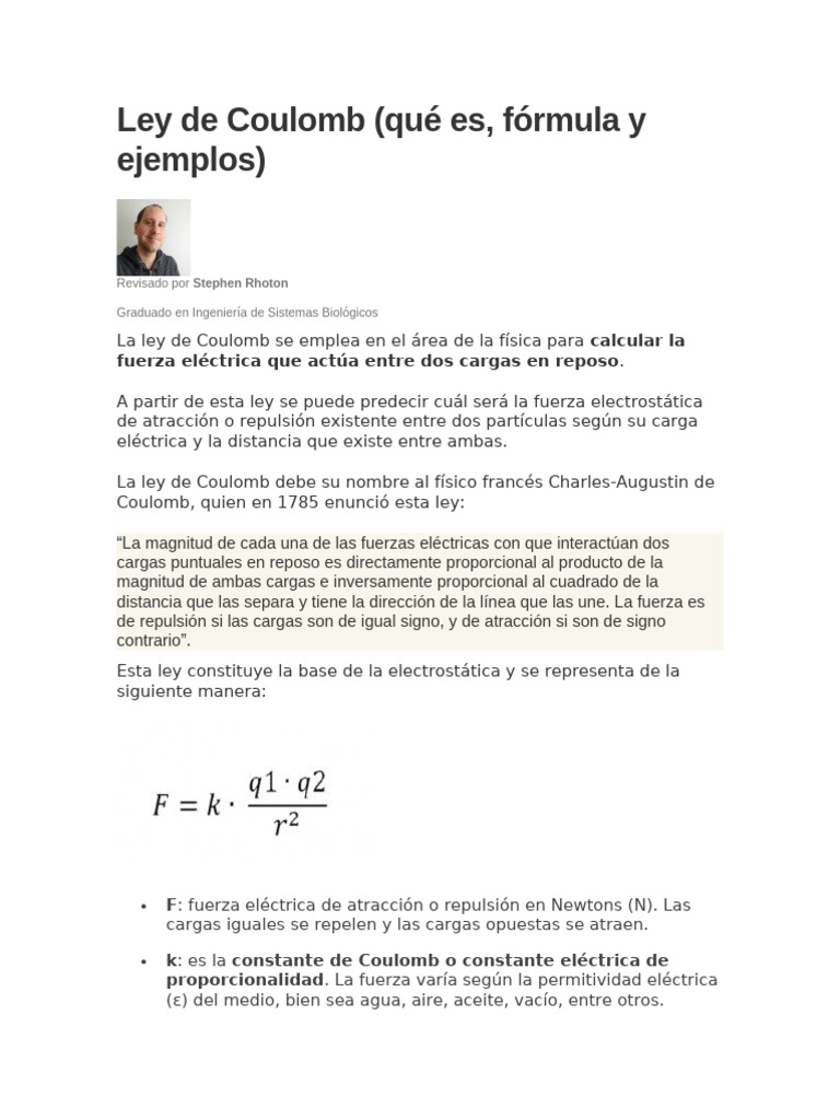 Ley de Coulomb | PDF