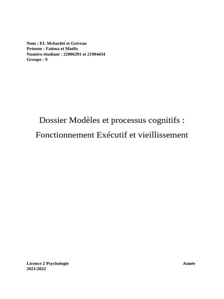 modele processus cognitive exp | PDF