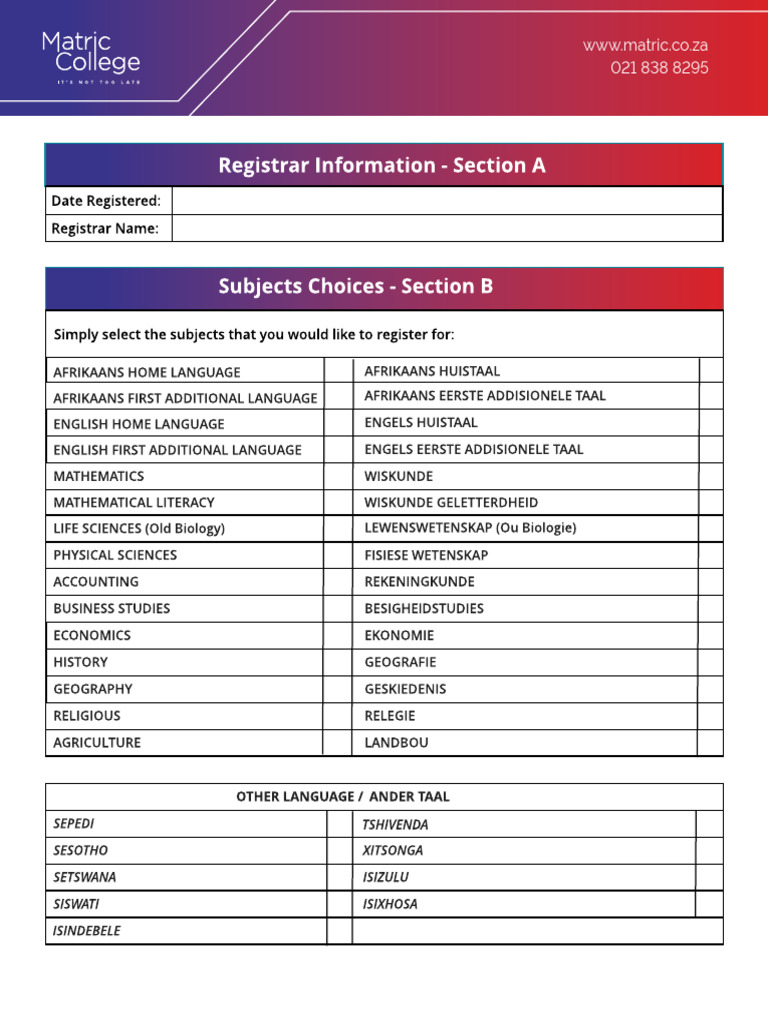 Matric Registration Document 2022 | PDF