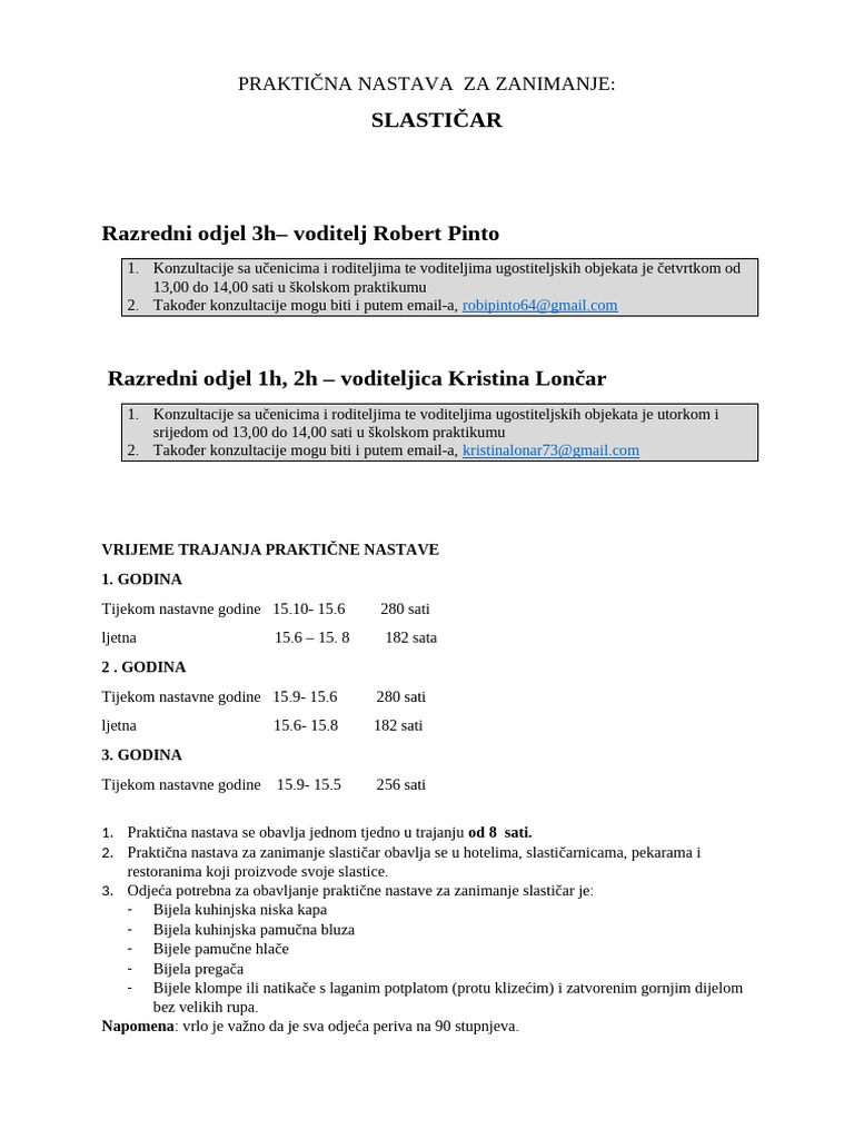 Upute Za Provo Enje Prakticne Nastave Za Zanimanje Slasticar - Voditelji Kristina Loncar I ...