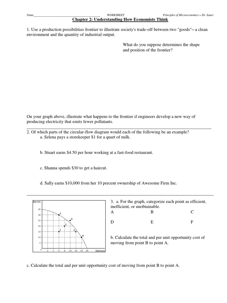 Principles of Microeconomics - Worksheet - Understanding How Economists ...