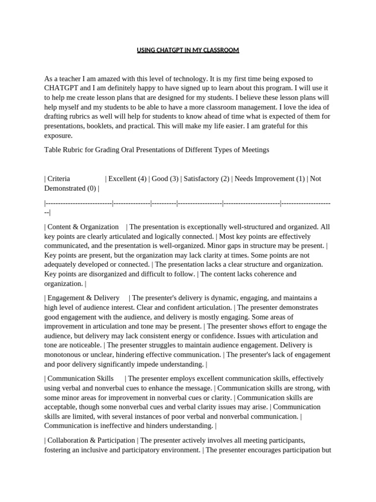 USING CHATGPT IN MY CLASSROOM | PDF