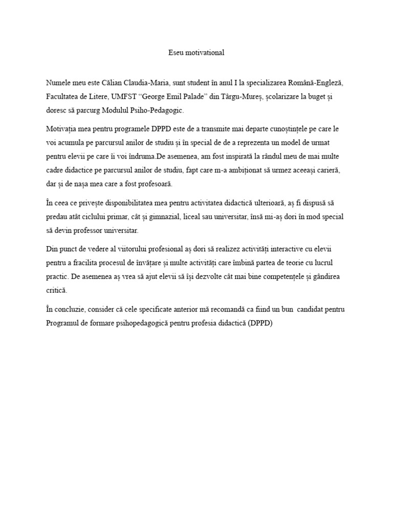 Eseu Motivational | PDF