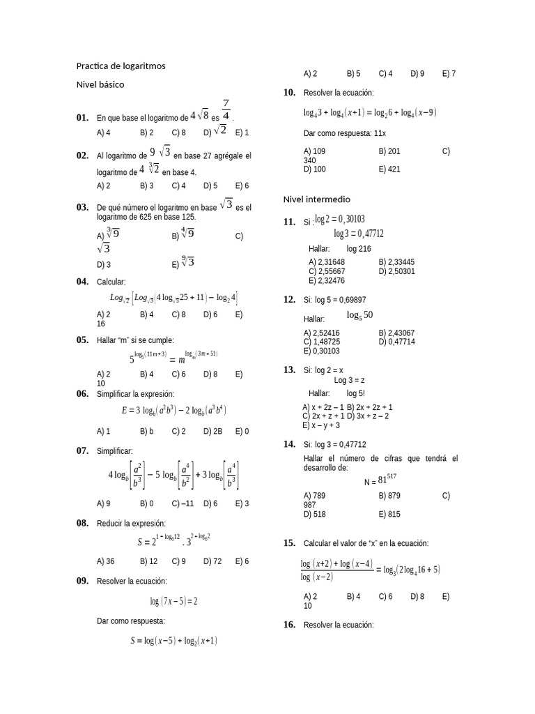 SEGUNDA PRACTICA DIRIGIDA DE ALGEBRA | PDF