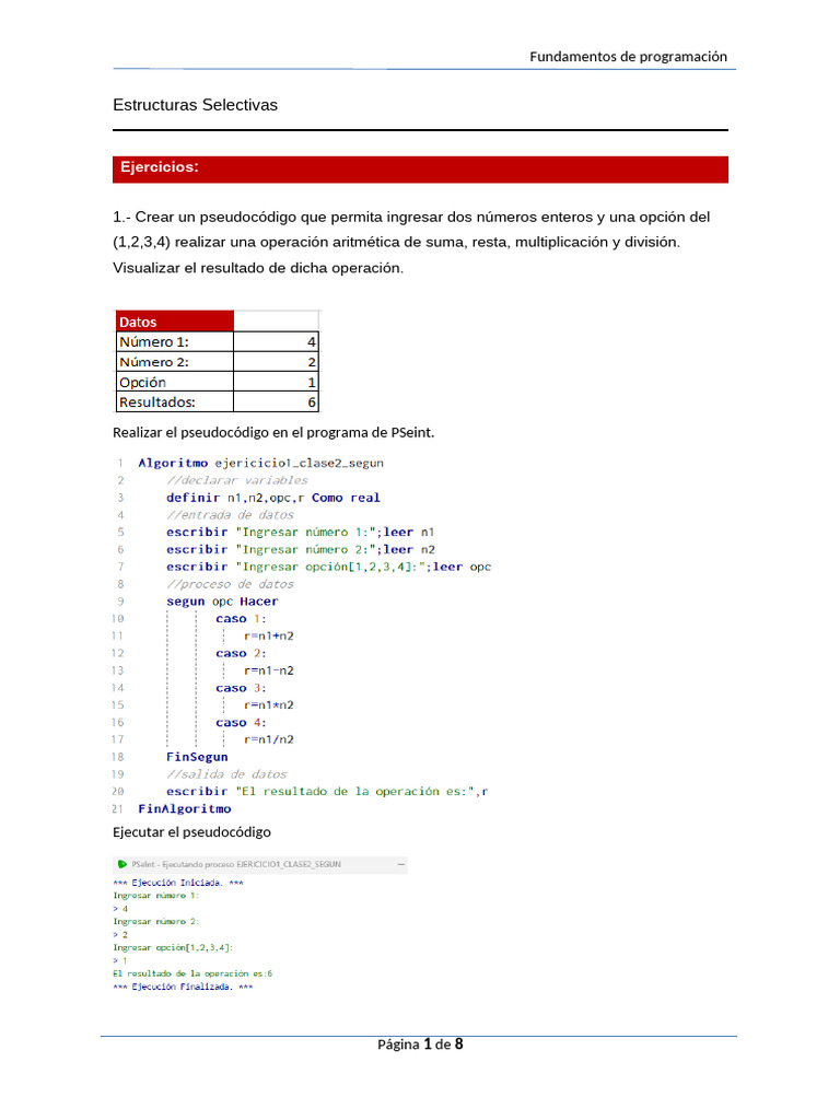 Estructuras Selectivas | PDF