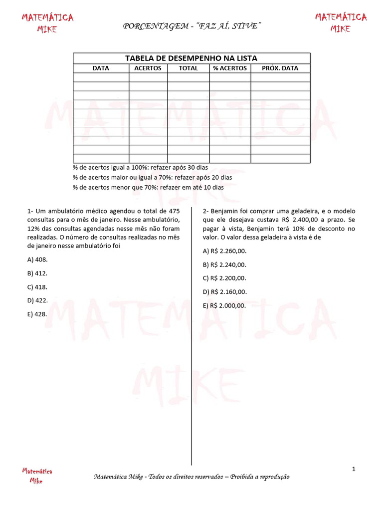 Fa07 - Porcentagem | PDF
