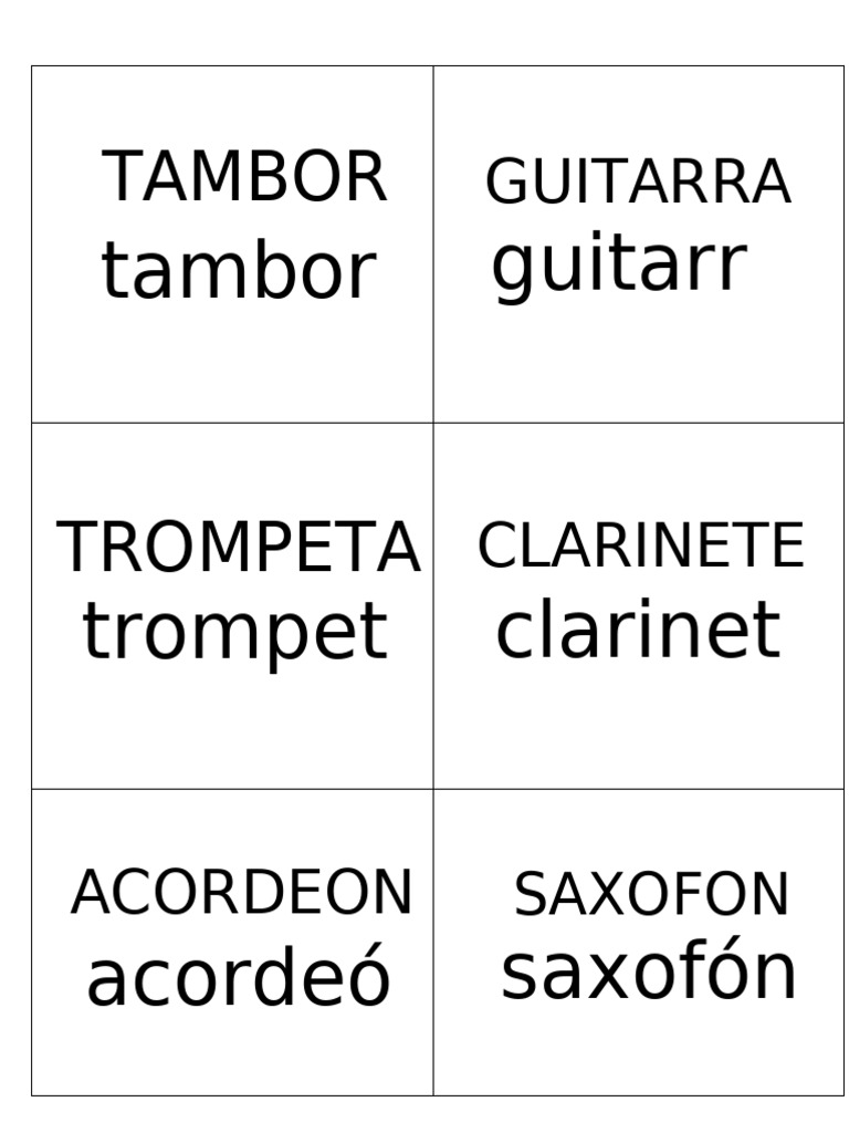 Memorama de Instrumentos Musicales | PDF