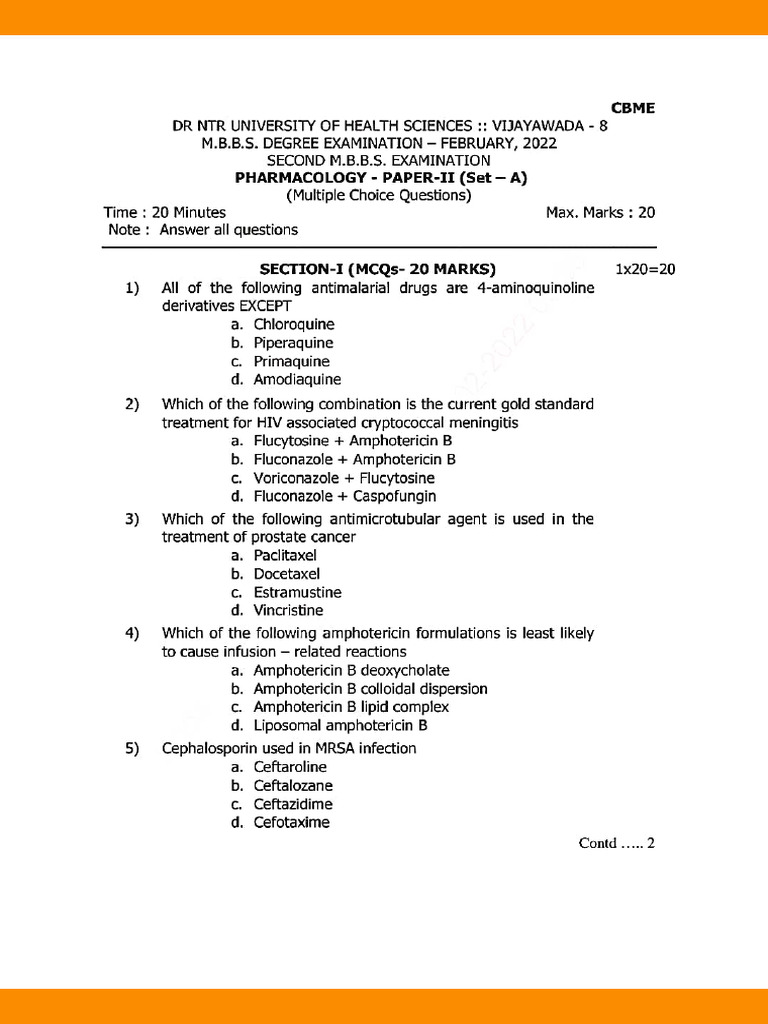 19 Batch MCQ (2nd Year) | PDF