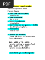 Verbos Se Utilizan para Expresar Gustos y Preferencias en Inglés | PDF