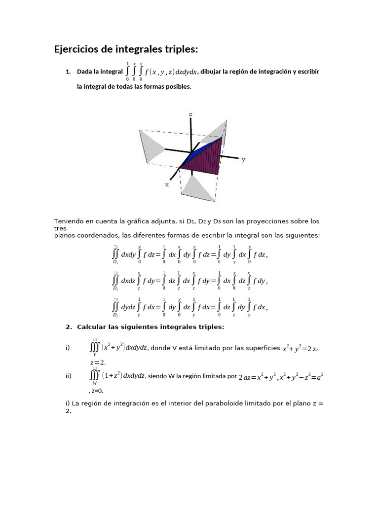 Ejercicios de Integrales Triples | PDF