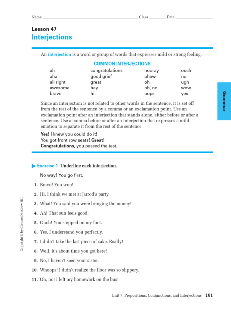 Interjections | PDF