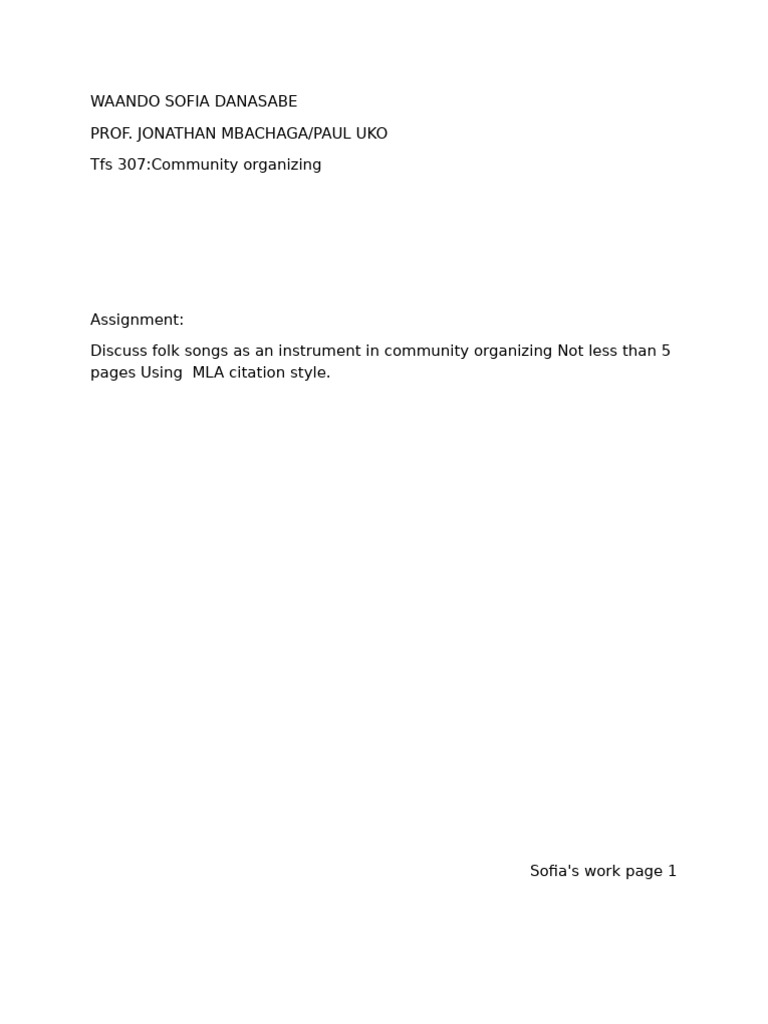 Waando Sofia Danasabe Prof. Jonathan Mbachaga/Paul Uko Tfs 307 ...