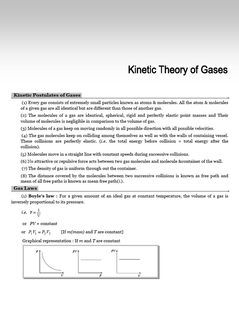 Kinetic Theory of Gases - Note-1 | PDF