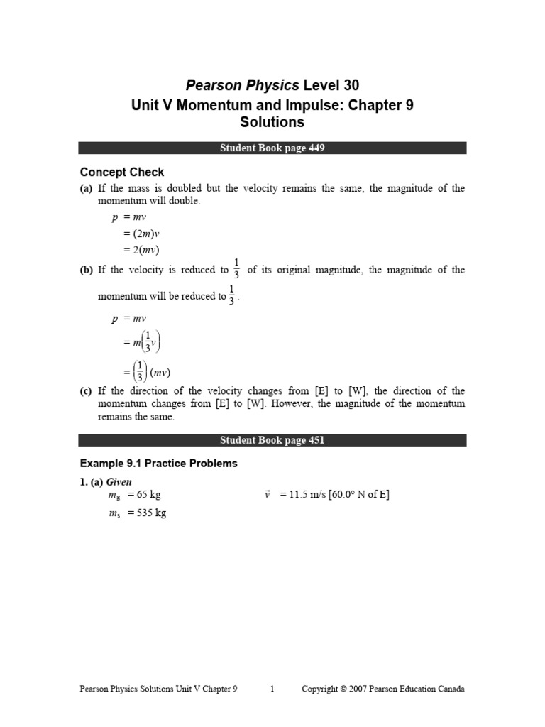 Phys30 - Sol - ch09 Unit V Momentum and Impulse | PDF