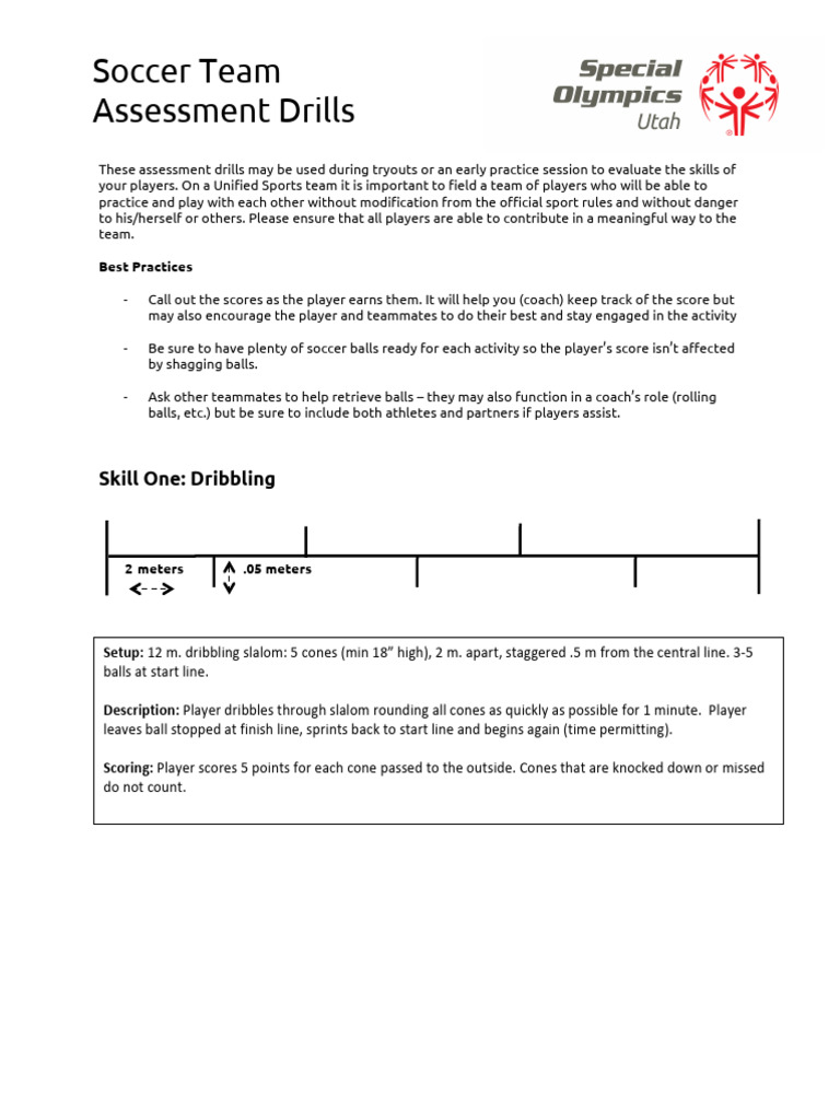 Soccer Team Assessment Drills | PDF