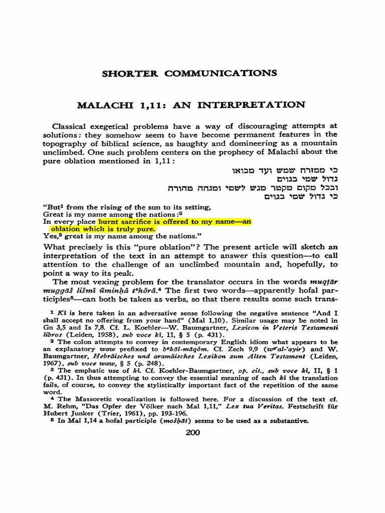 Jswetnam Malachi 1 11 | PDF