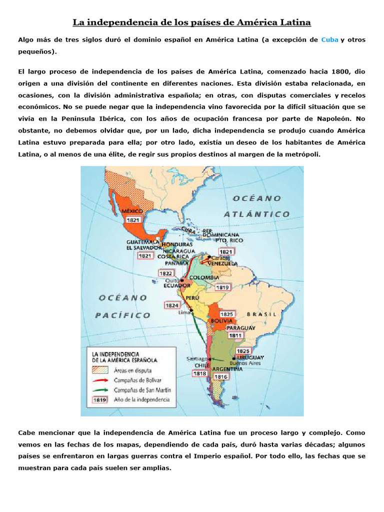 Mapas De Independencia De America Latina América Latina: Países,