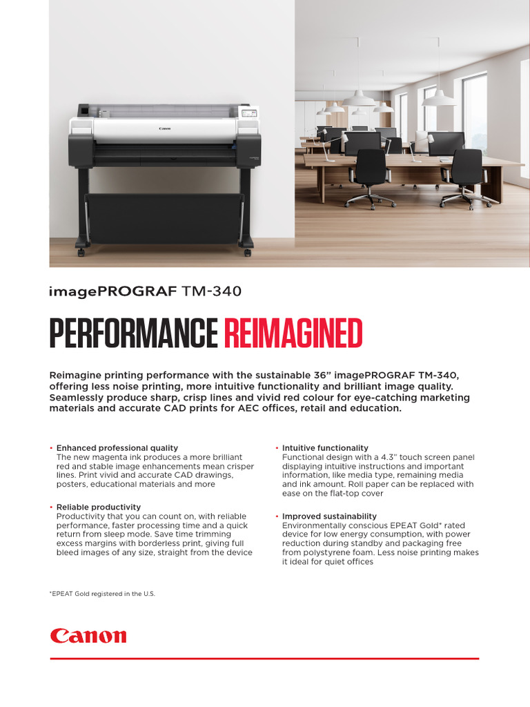 Imageprograf TM 340 Datasheet | PDF | Ingeniería Informática | Informática