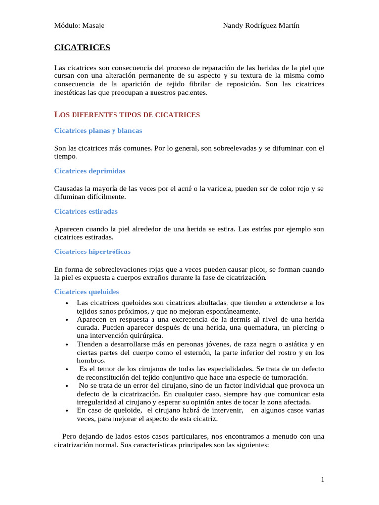 Masaje y Tratamiento de Una Cicatriz | PDF