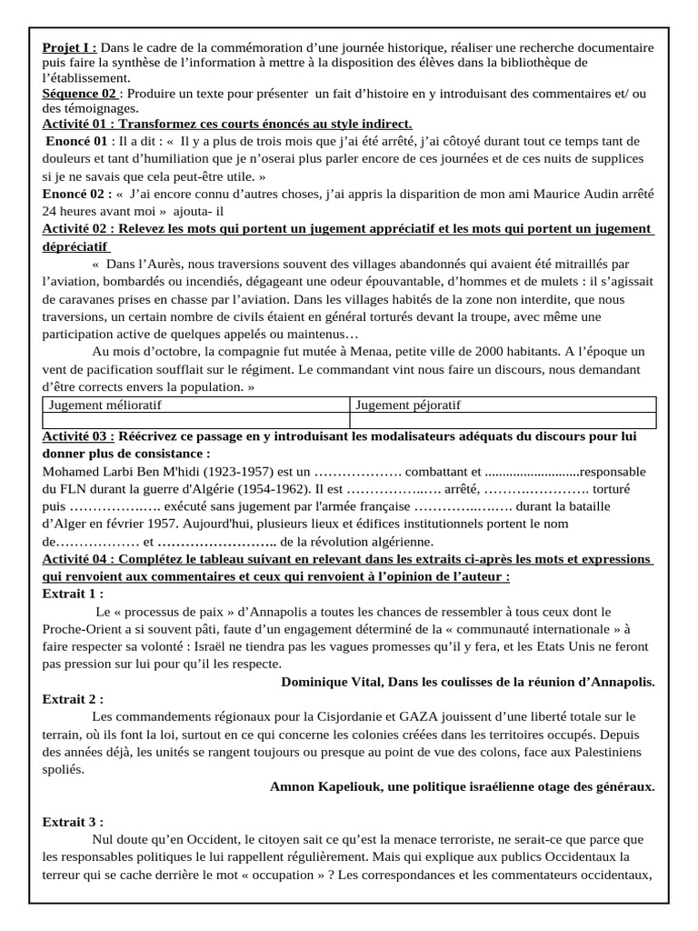 Activités de Remédiation Projet 1 3as | PDF