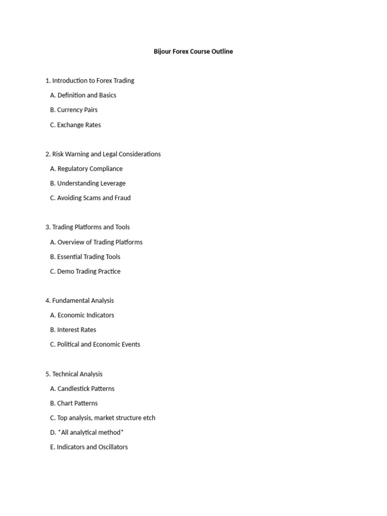 Forex Course Outline for Beginners | PDF