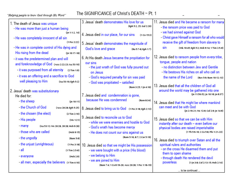 Significance of Christ's Death - Pt. 1 | PDF | Jesus | Christian Belief ...