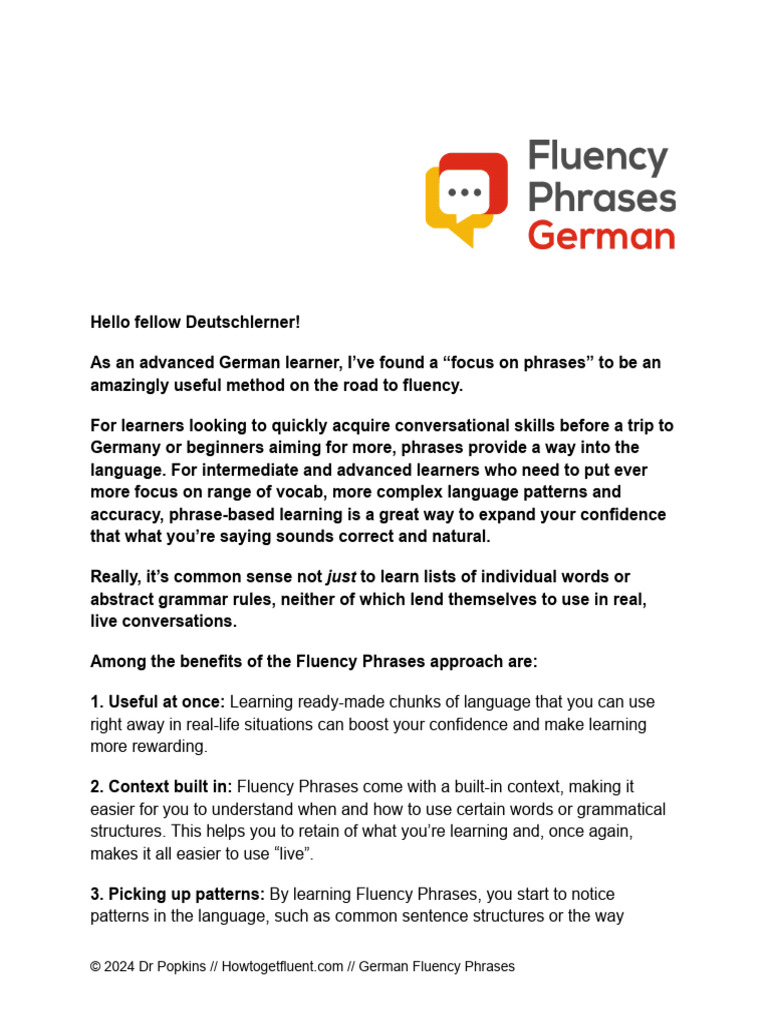 Fluency Phrases Starter Pack | PDF | Fluency | Phrase