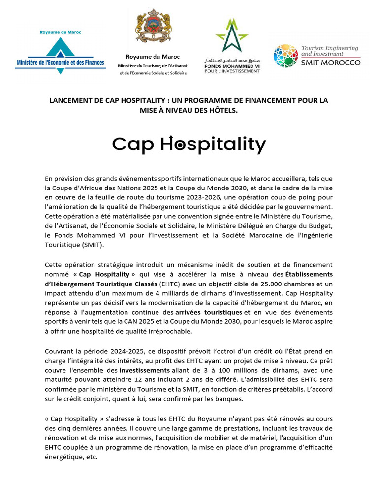 Lancement de Cap Hospitality 1 | PDF