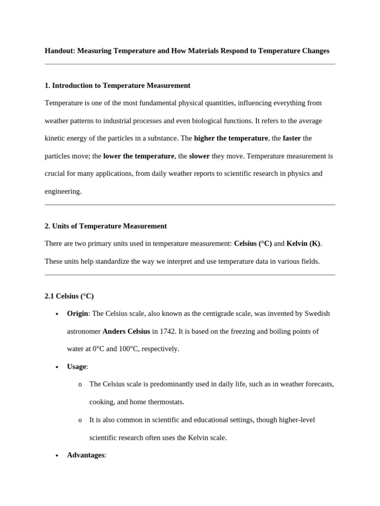 Measuring Temperature and How Materials Respond To Temperature Changes ...