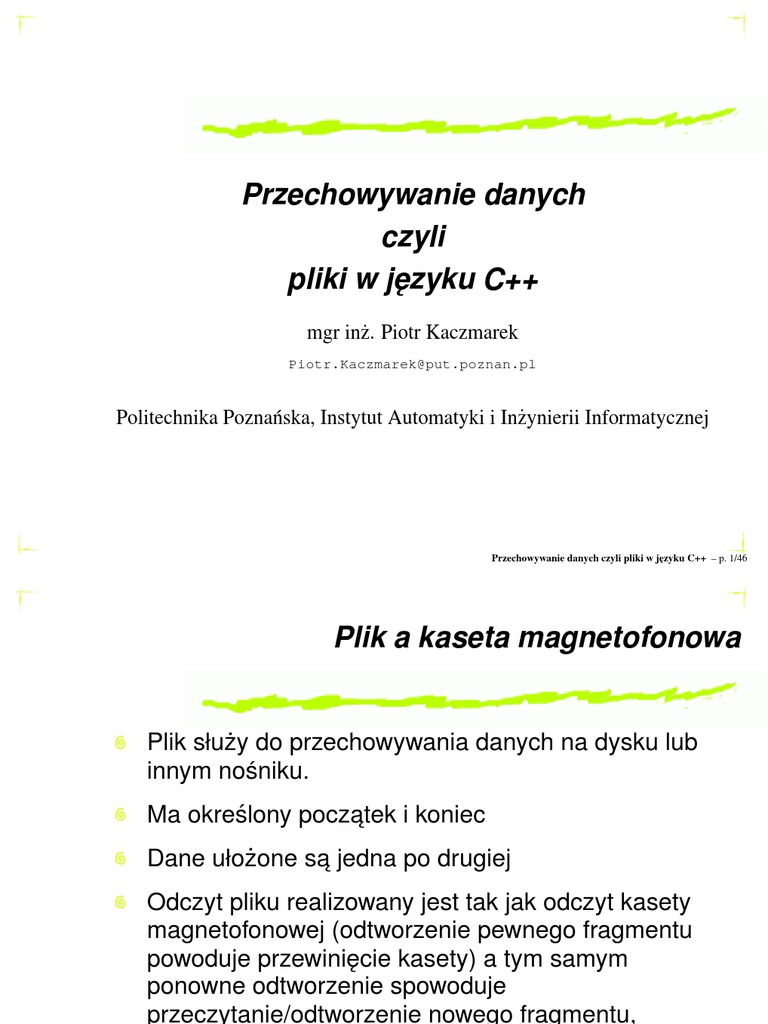 Zapis, Odczyt Pliku W C++ | PDF