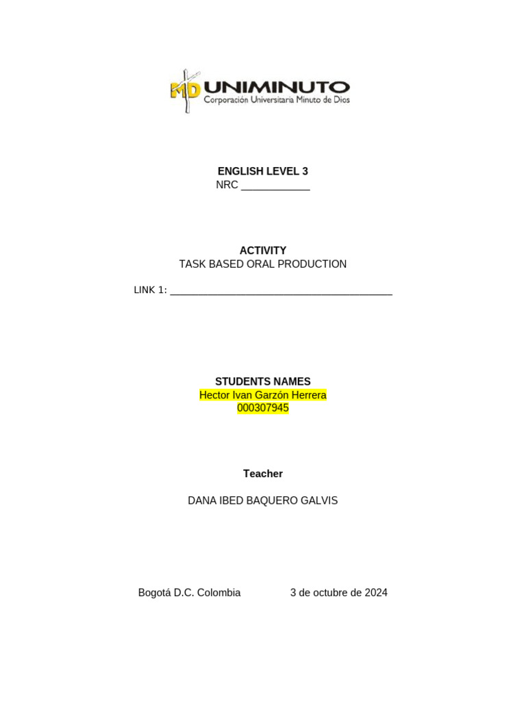 Oral Task Activity | PDF