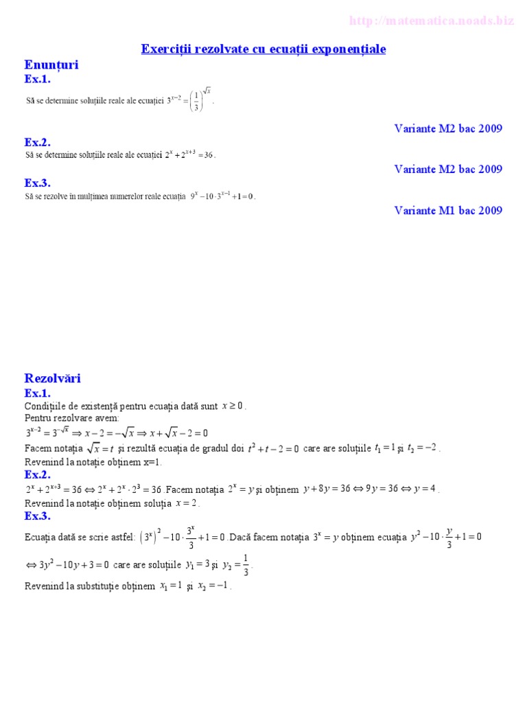 Ecuatii Exponentiale | PDF