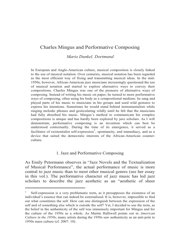 Charles Mingus and Performativ | PDF