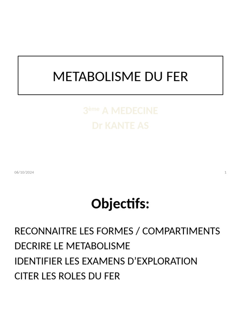 Metabolisme Du Fer | PDF
