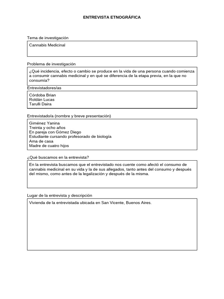 Entrevista Etnográfica | PDF